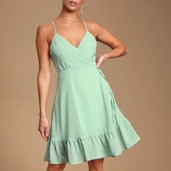 Lulus | Dresses | Lulus Castilla Sage Green Ruffled Wrap Dress | Poshmark
